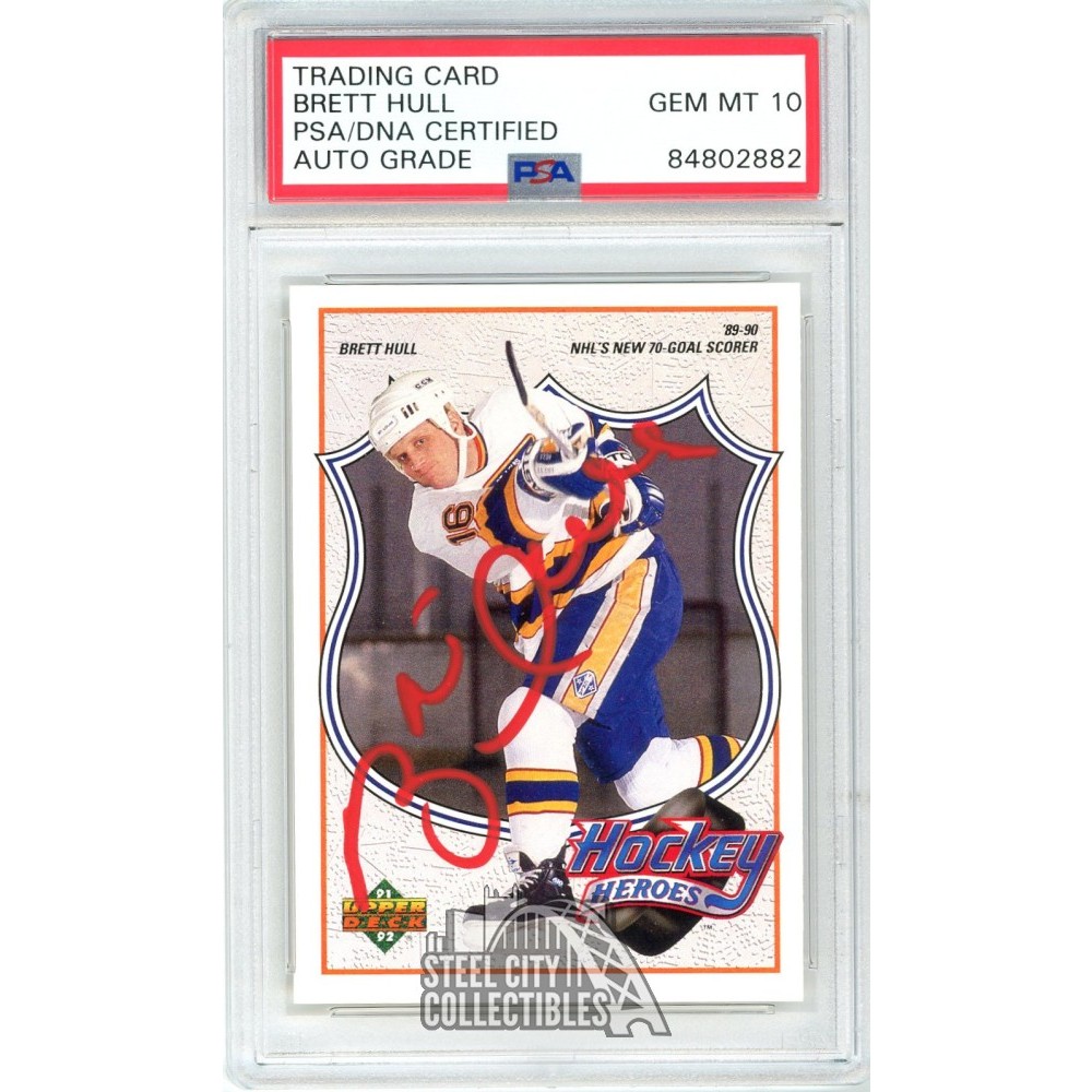 Brett Hull 1991-92 Upper Deck Hockey Heroes Autograph Card #7 PSA/DNA ...