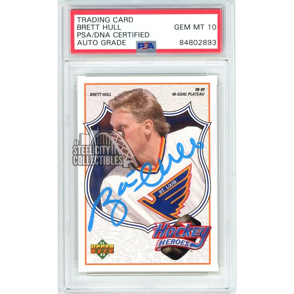 Brett Hull 1991-92 Upper Deck Hockey Heroes Autograph Card #6 PSA/DNA ...