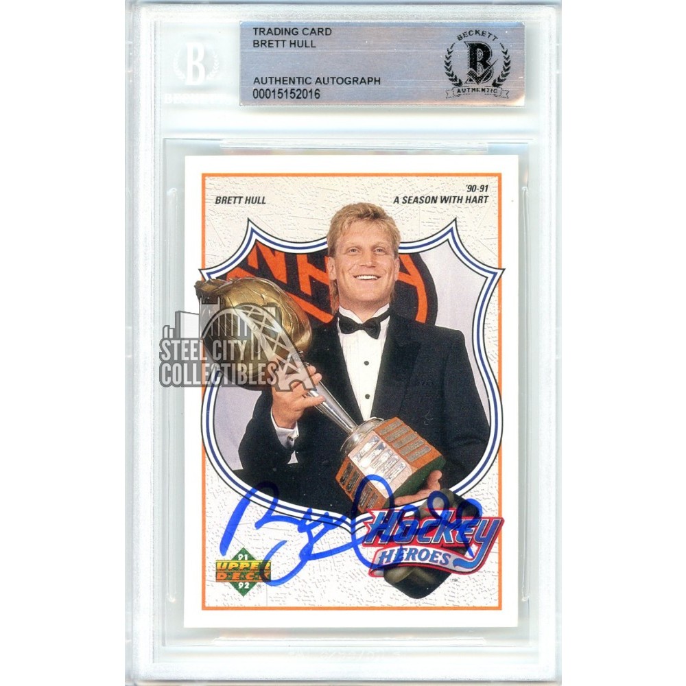 Brett Hull 1991-92 Upper Deck Hockey Heroes Autograph Card #8 BAS ...