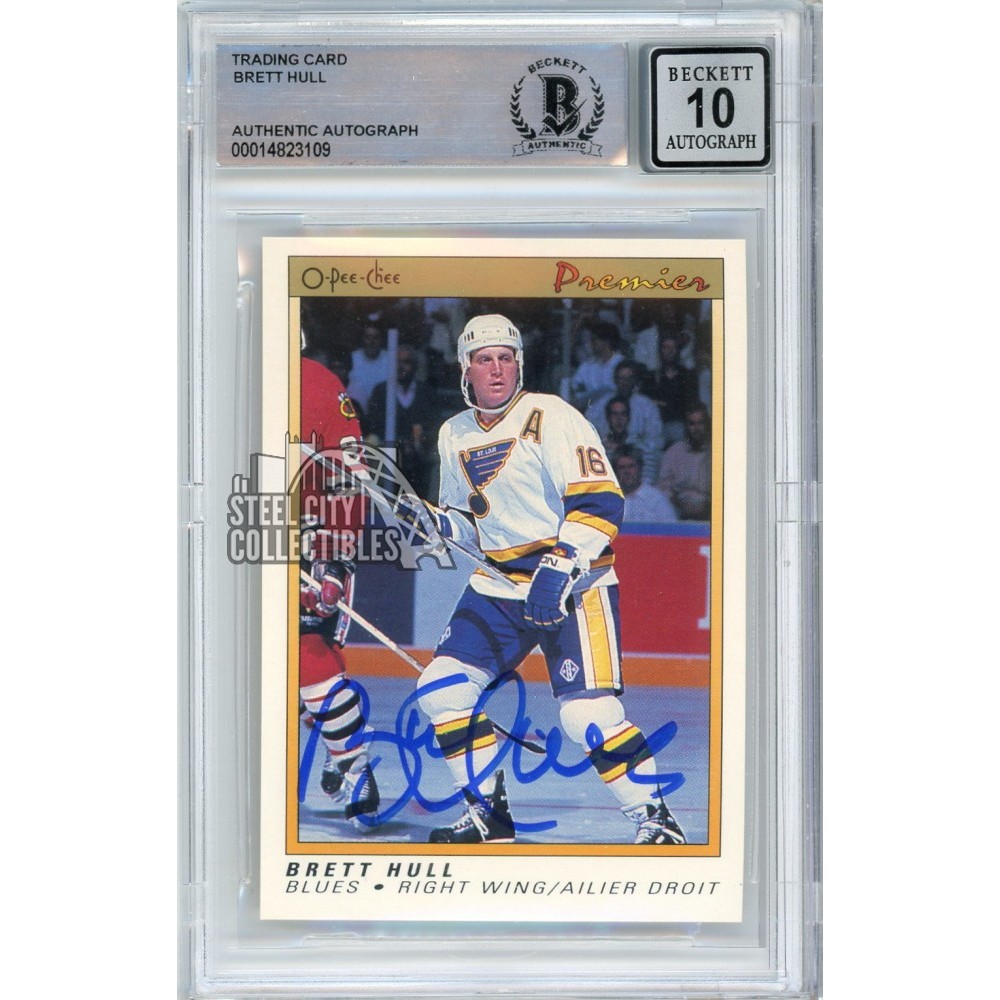 Brett Hull 1991-92 O Pee Chee Premier Autograph Card #47 BAS 10 | Steel ...