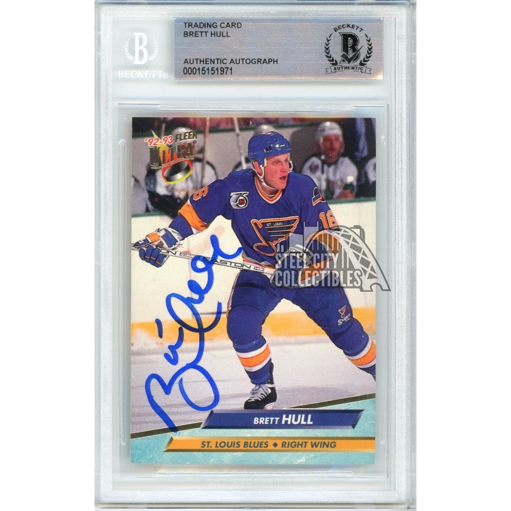 Brett Hull 1992-93 Fleer Ultra Autograph Hockey Card #186 BAS | Steel ...