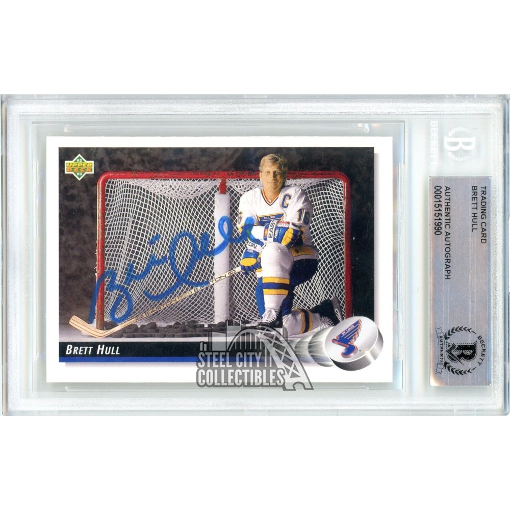 Brett Hull 1992-93 Upper Deck Autograph Card #29 BAS (Light Blue ...