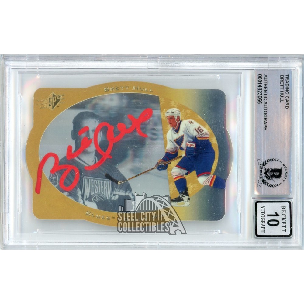 Brett Hull 1996-97 Upper Deck SPX Gold Autograph Card #40 BAS 10 (Red ...