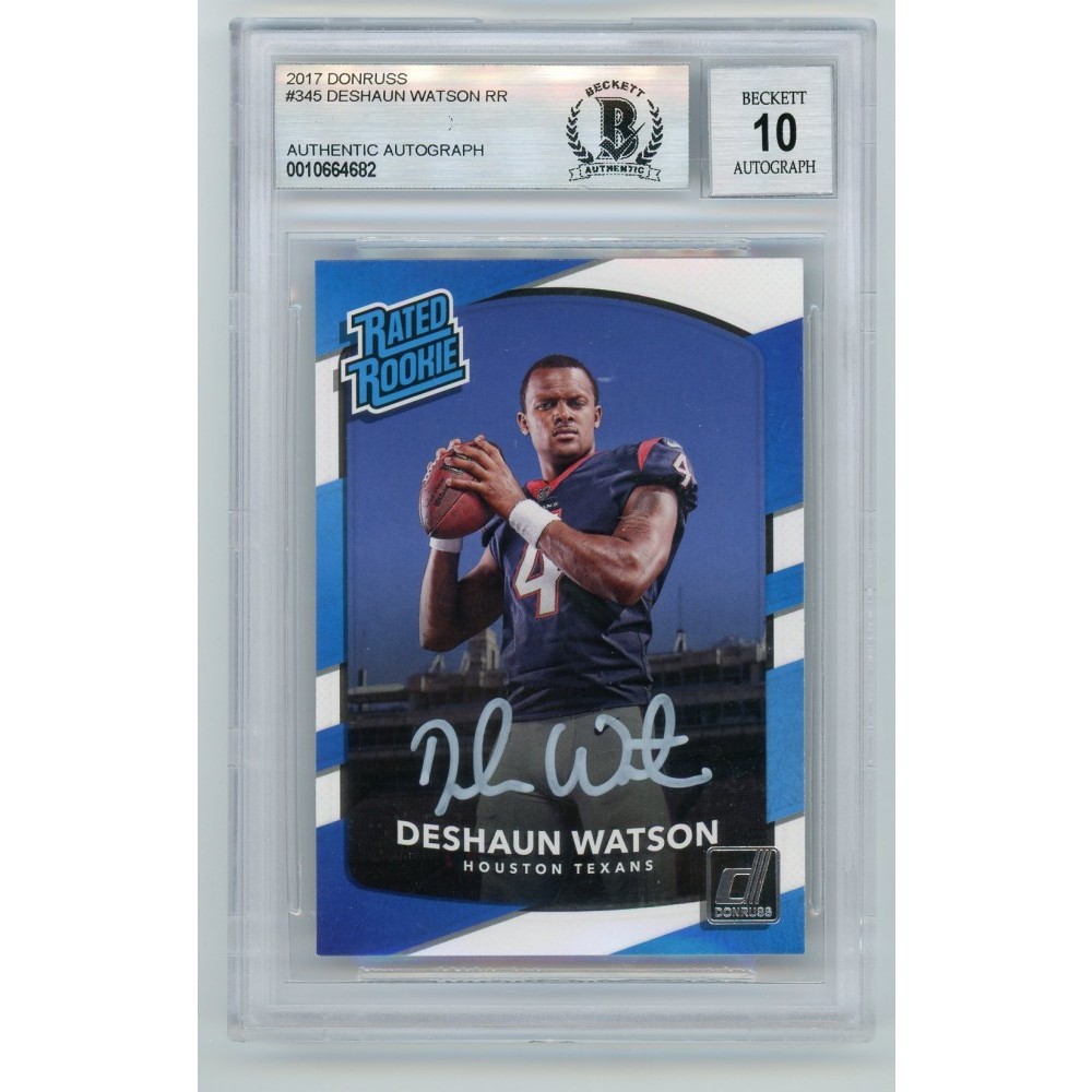 Deshaun Watson 2017 Panini Donruss Rated Rookie Autograph Card #345 BAS ...