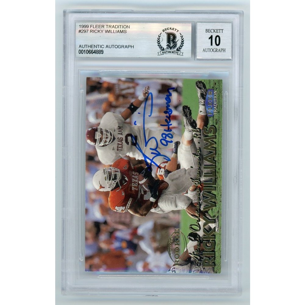 Ricky Williams 1999 Fleer Tradition Autograph 98 Heisman Rookie Card ...