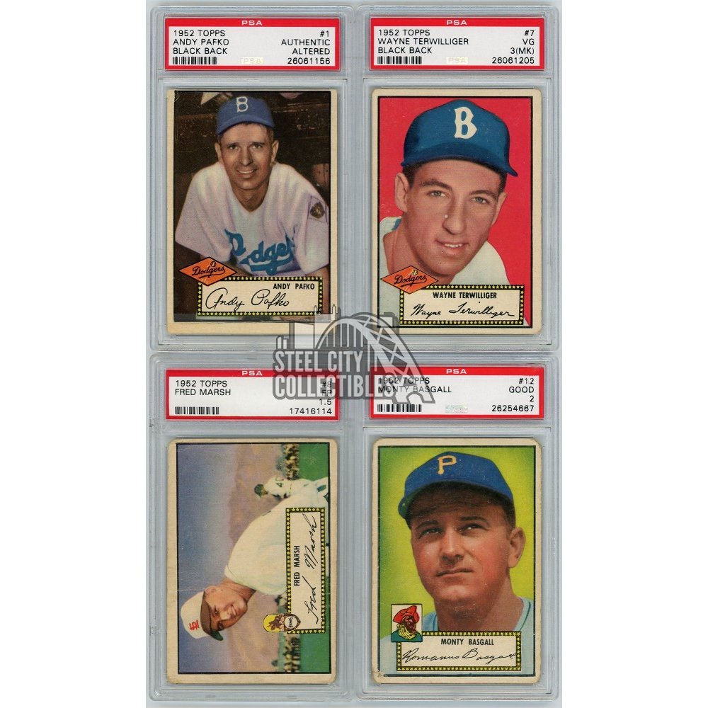 115ct 1952 Topps Baseball PSA Graded Card Lot - Black Back | Steel City ...