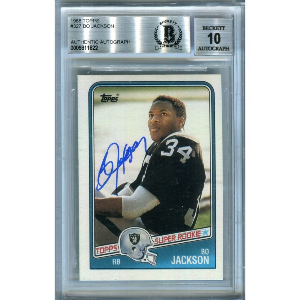 Bo Jackson 1988 Topps Football Autograph Auto Rookie Card #327 - BAS 10 ...