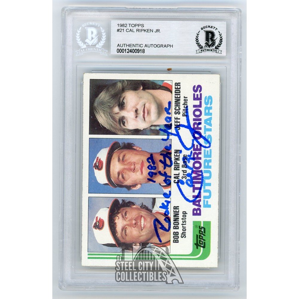 Cal Ripken Jr Rookie of the Year 1982 Topps Autographed Card #21 - BAS ...