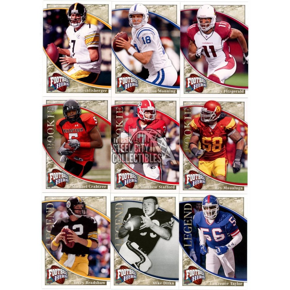 2009 Upper Deck Heroes Football Base Set with Rookies & Legends (1-300 ...