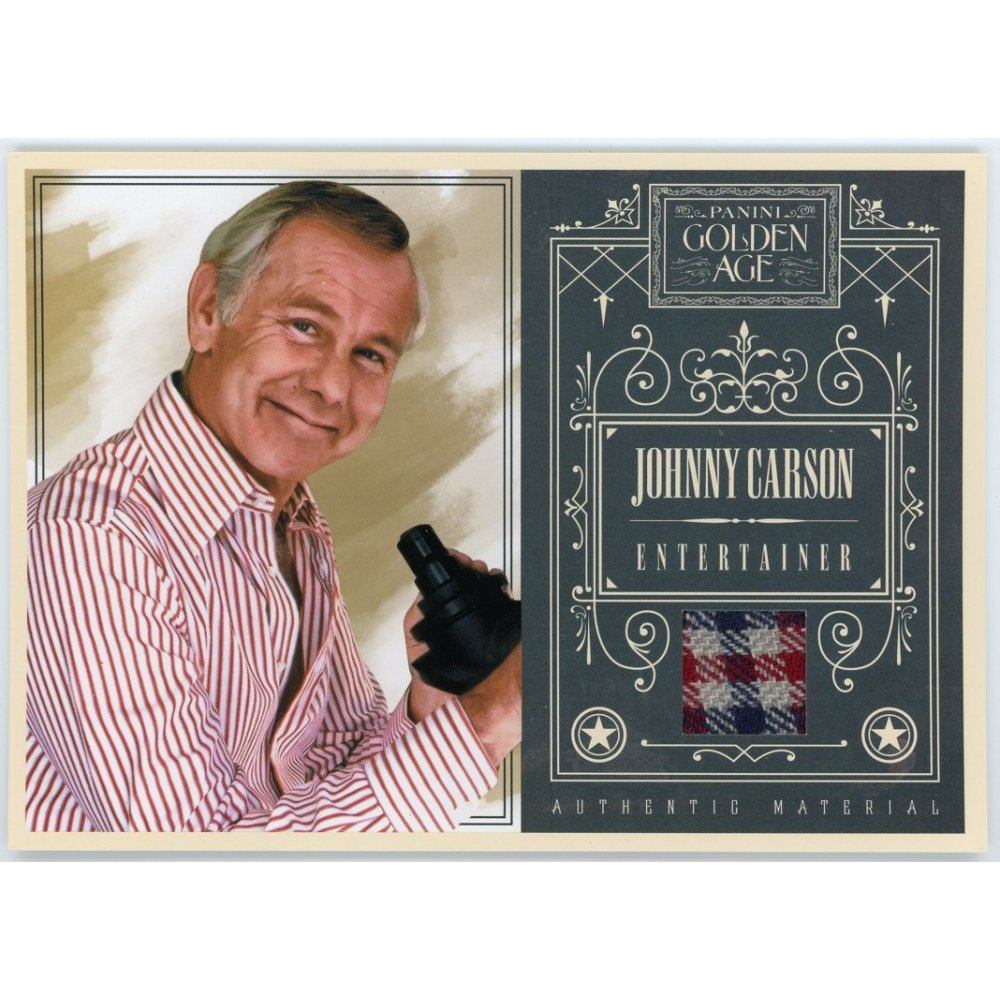Johnny Carson 2014 Panini Golden Age Relic 5x7 Box Topper Card 26/50 ...