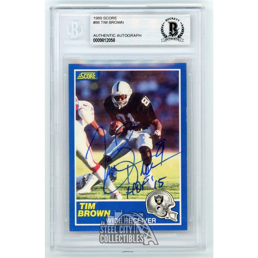 Tim Brown 1989 Score Football HOF Autograph Auto Rookie Card #86 - BAS ...