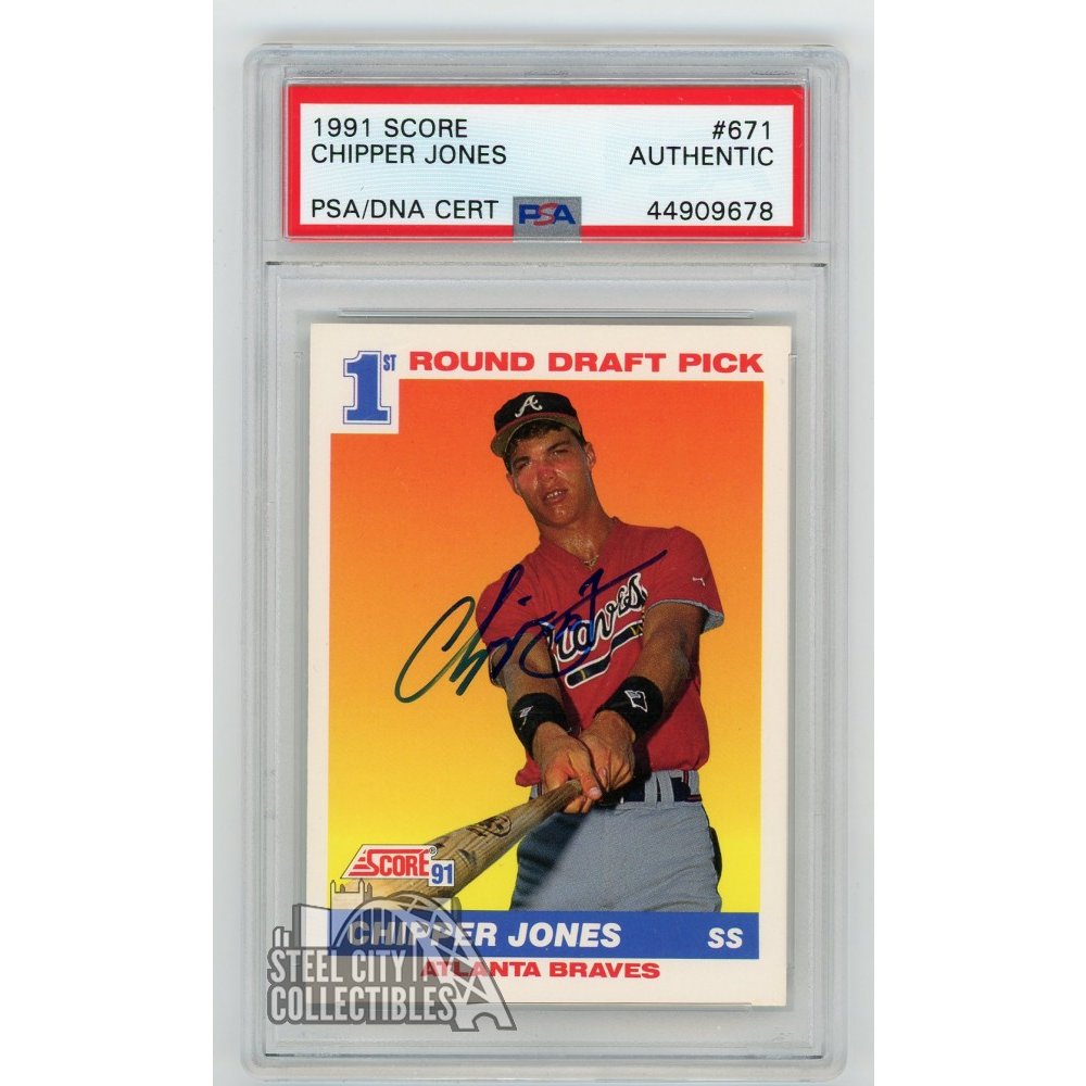 Chipper Jones 1991 Score Autographed Rookie RC Card - PSA/DNA COA ...