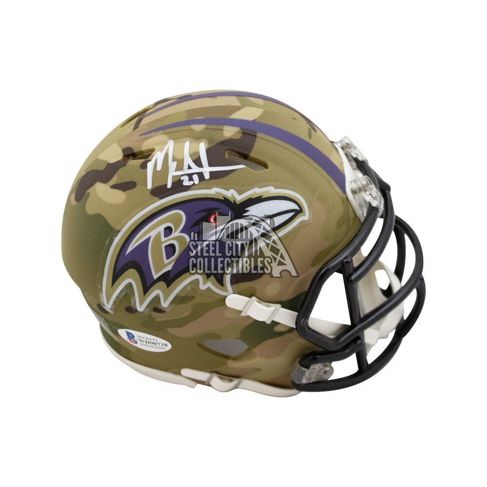 Mark Ingram Autographed Baltimore Ravens Camo Mini Football Helmet ...