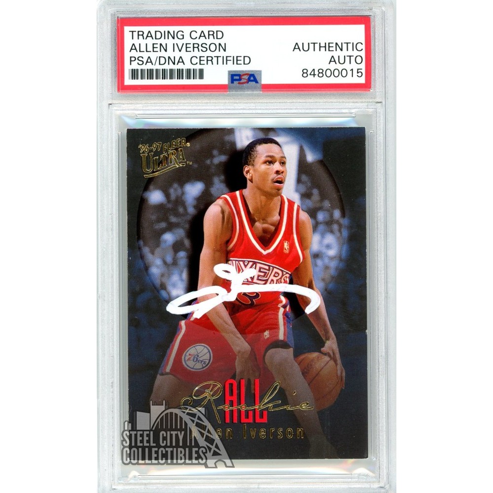Allen Iverson 1996-97 Fleer Ultra All Rookie Autograph Card #7 PSA/DNA ...