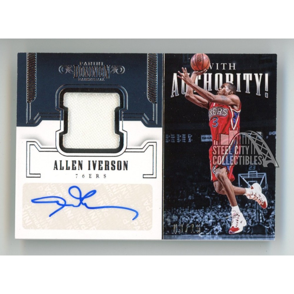 Allen Iverson 2017-18 Panini Dominion Autograph Jersey Card #WA-AIV 3/ ...