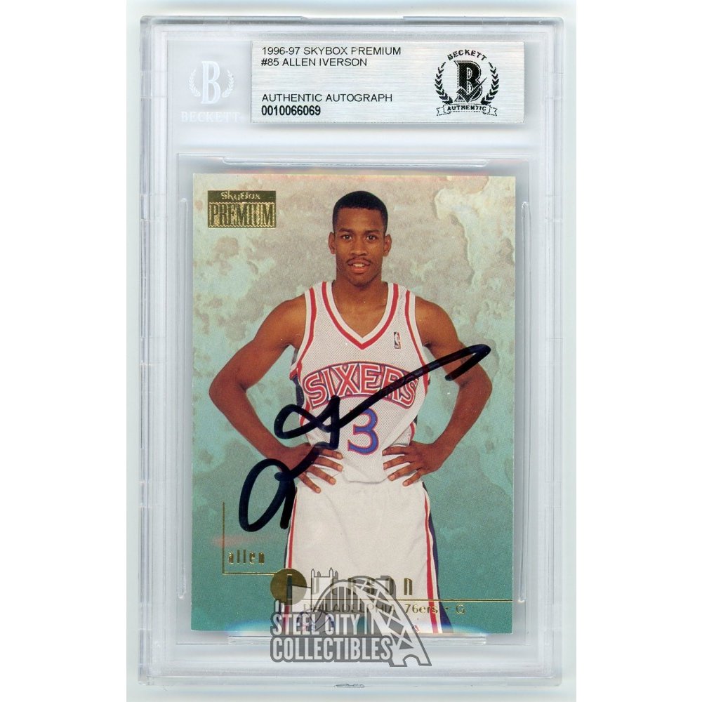 Allen Iverson 1996-97 Skybox Premium Autographed Rookie Card #85 - BAS ...