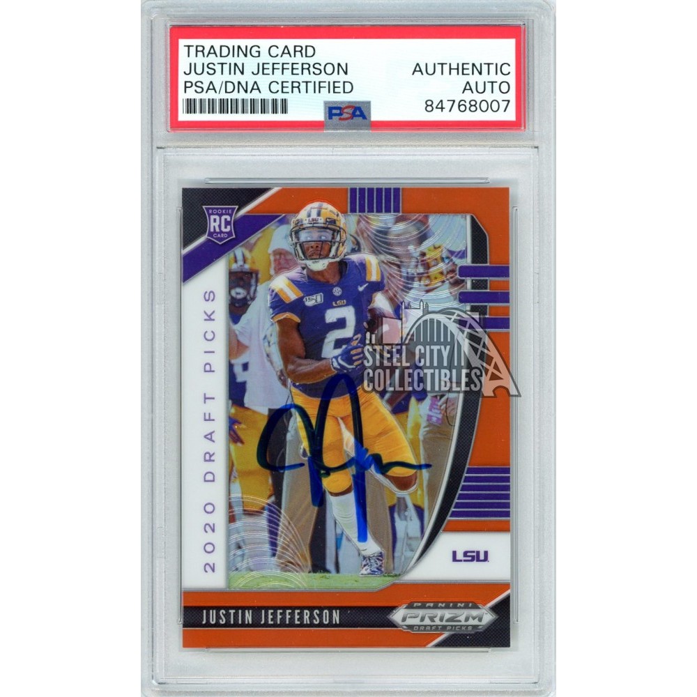 Justin Jefferson 2020 Panini Prizm Draft Orange Autograph Rookie Card ...