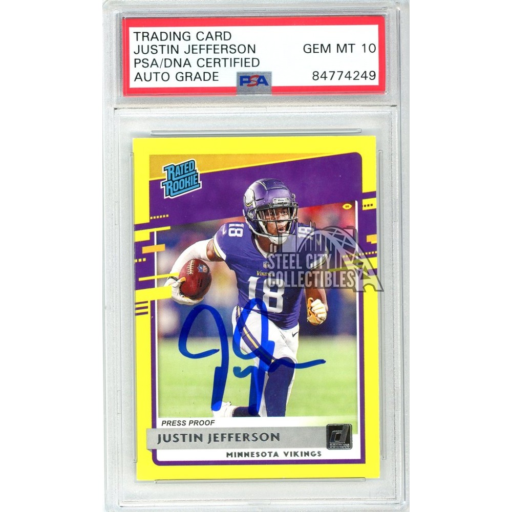 Justin Jefferson 2020 Panini Donruss Rated Rookie Press Proof Yellow ...