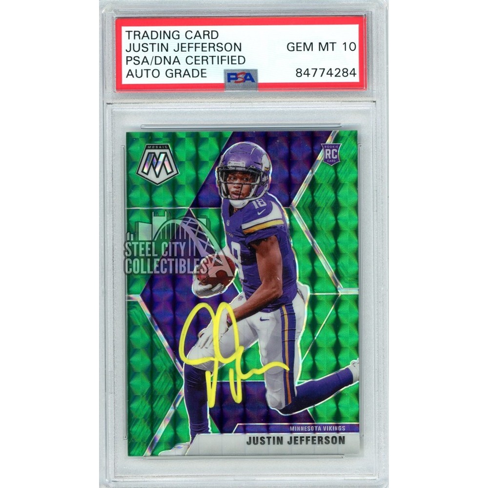 Justin Jefferson 2020 Panini Mosaic Green Autograph Rookie Card #209 ...