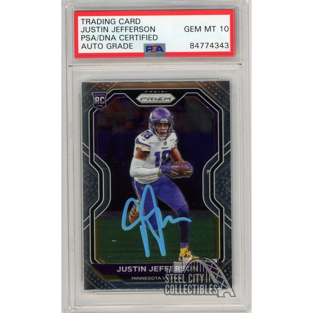 Justin Jefferson 2020 Panini Prizm Autograph RC Card #398 PSA/DNA 10 ...