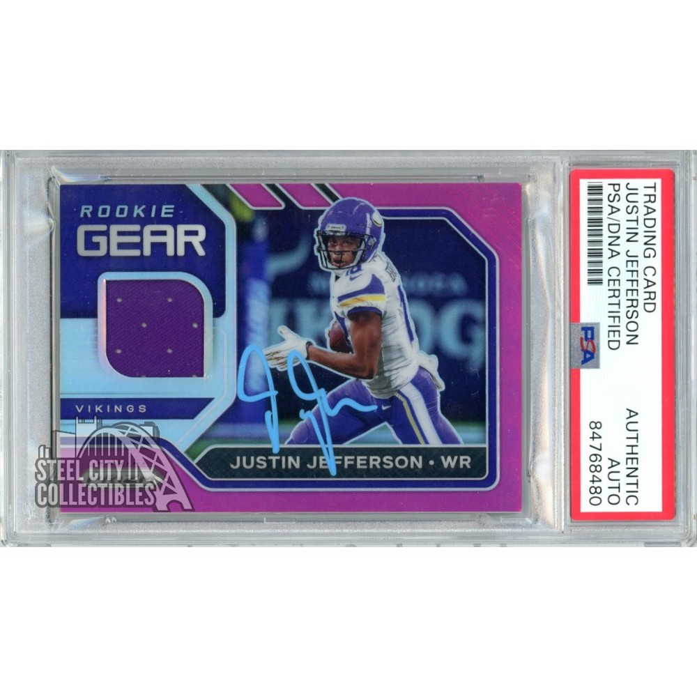 Justin Jefferson 2020 Panini Prizm Pink Autograph Rookie Gear Jersey ...