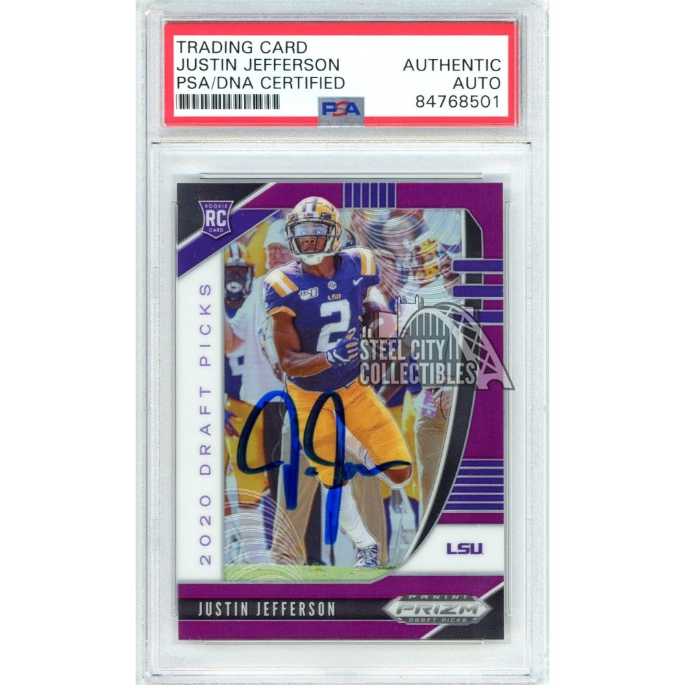 Justin Jefferson 2020 Panini Prizm Draft Purple Autograph Rookie Card ...