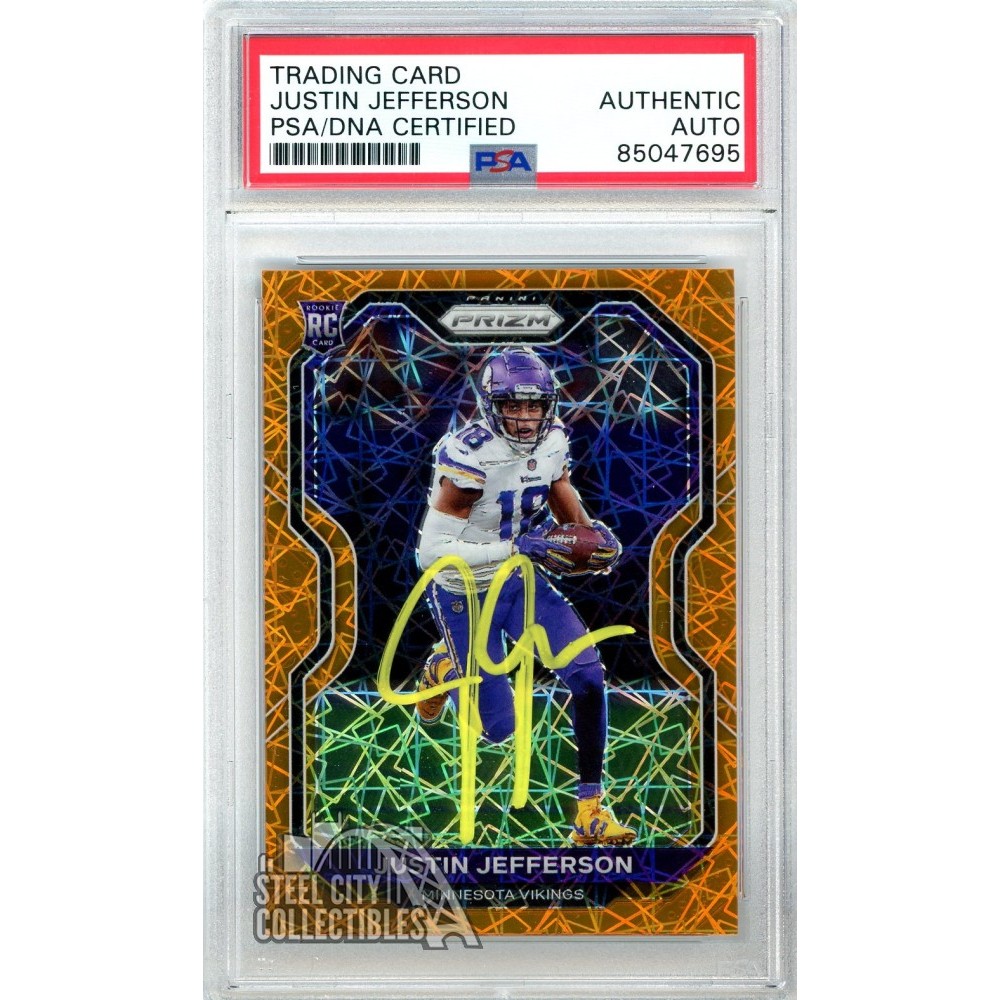 Justin Jefferson 2020 Panini Prizm Orange Lazer Autograph RC Card #398 ...