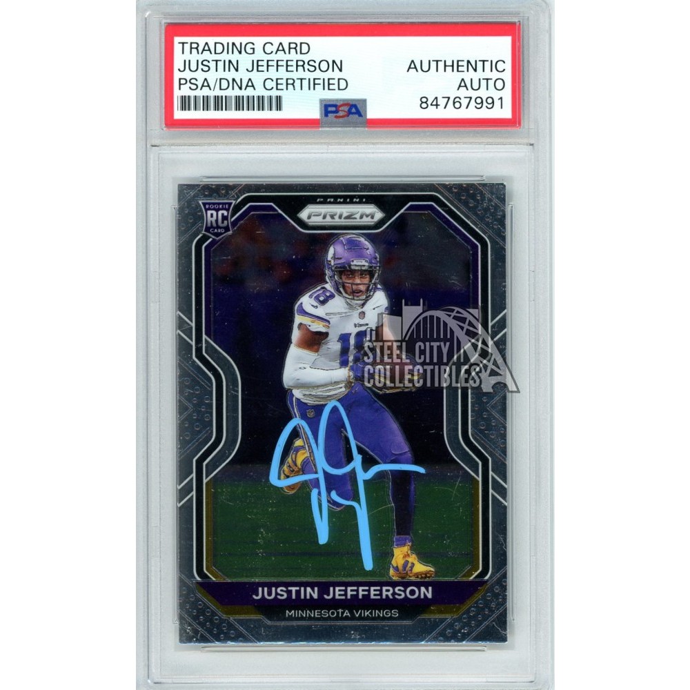 Justin Jefferson 2020 Panini Prizm Autograph RC Card #398 PSA/DNA ...
