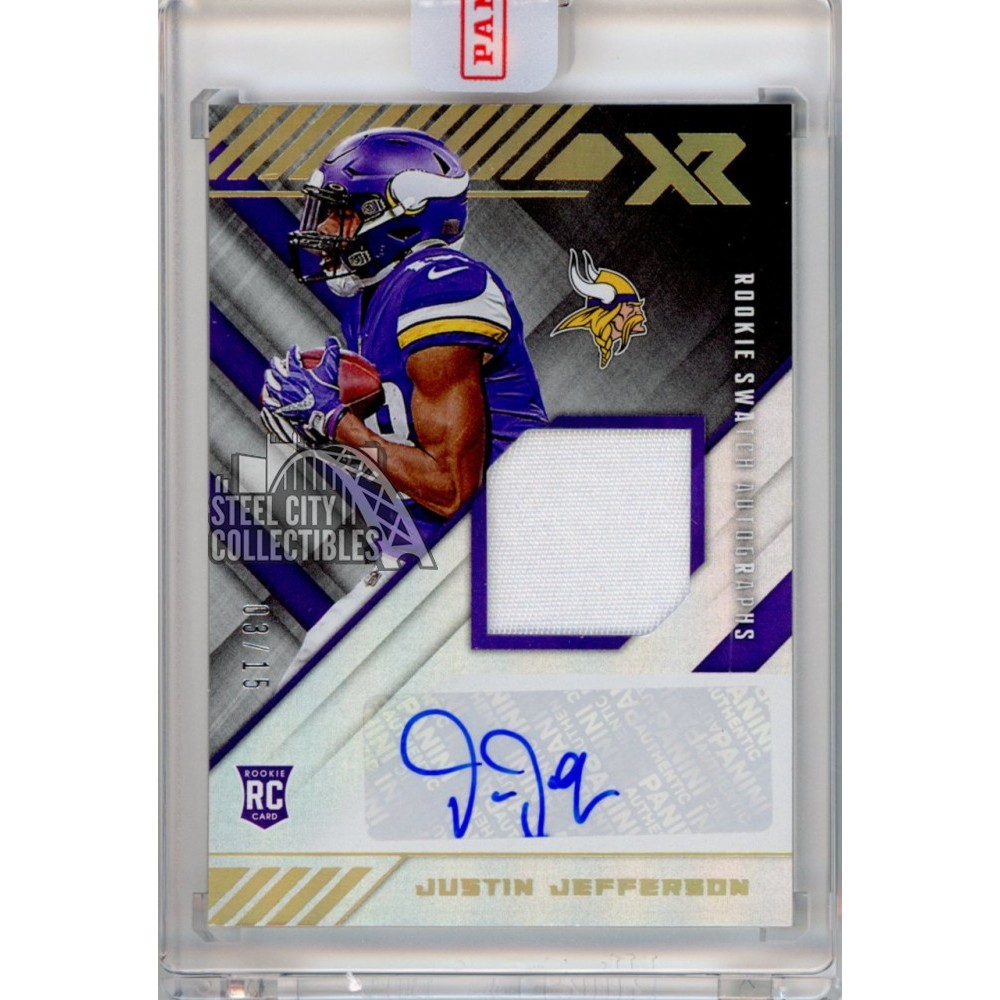Justin Jefferson 2020 Panini XR Autograph Rookie Patch Card 03/15 ...