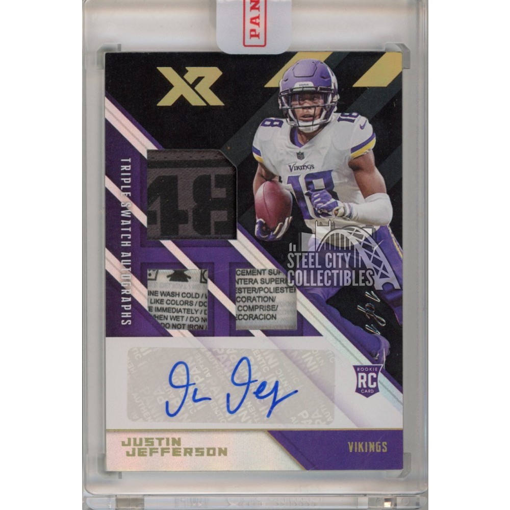 Justin Jefferson 2020 Panini XR Black Autograph Tag Patch Rookie Card ...