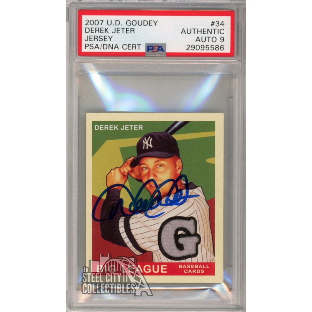 Derek Jeter 2007 Upper Deck Goudey Mini Autograph Jersey Card #34 PSA ...