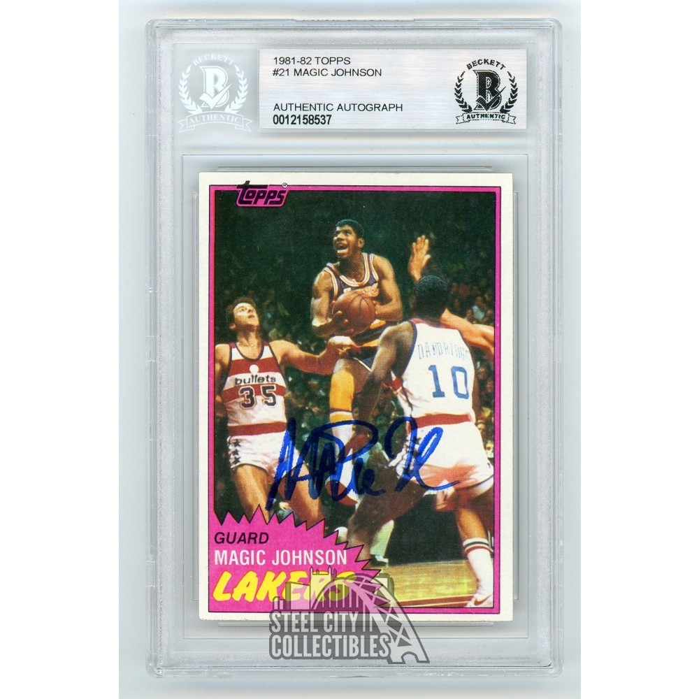 Magic Johnson 1981-82 Topps Autograph Card #21 BAS | Steel City ...