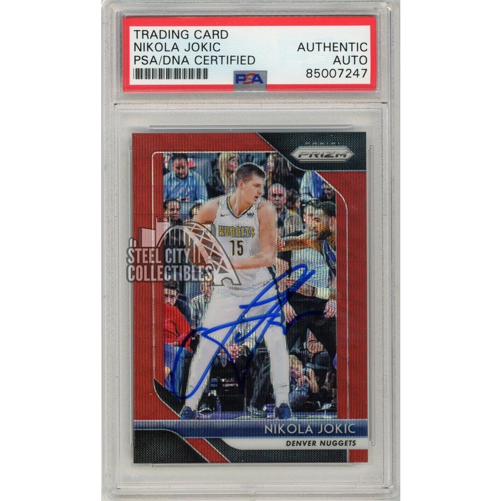 Nikola Jokic 2018-19 Panini Prizm Red Wave Autograph Card #92 PSA/DNA ...