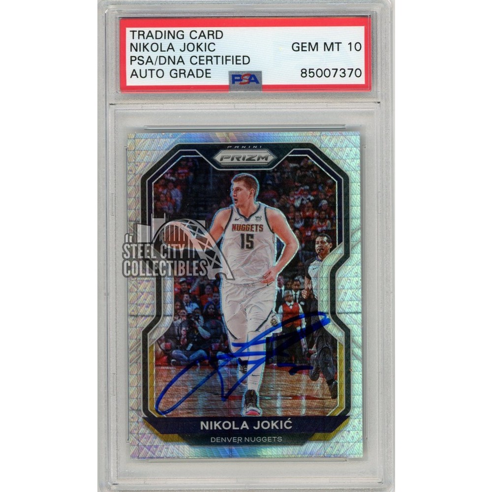 Nikola Jokic 2020-21 Panini Prizm Hyper Autograph Card #114 PSA/DNA 10 ...
