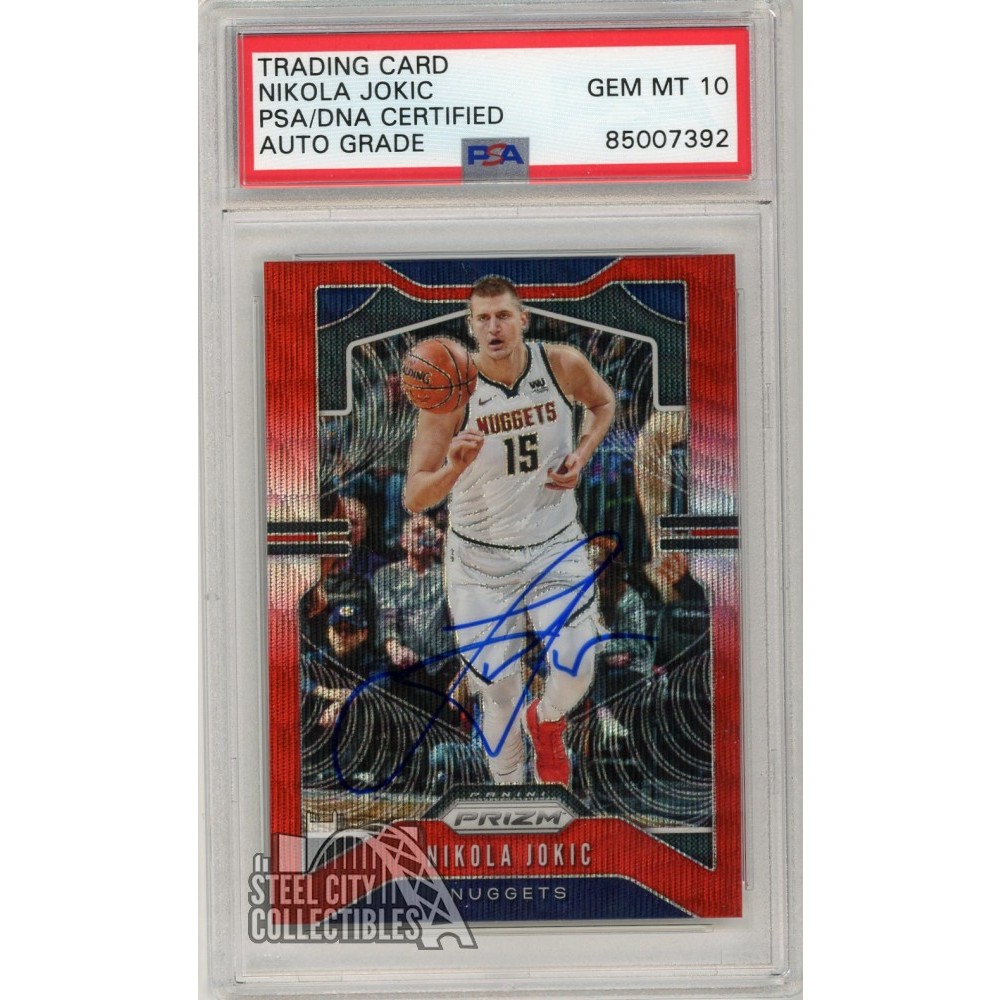 Nikola Jokic 2019-20 Panini Prizm Red Wave Autograph Card #84 PSA/DNA ...