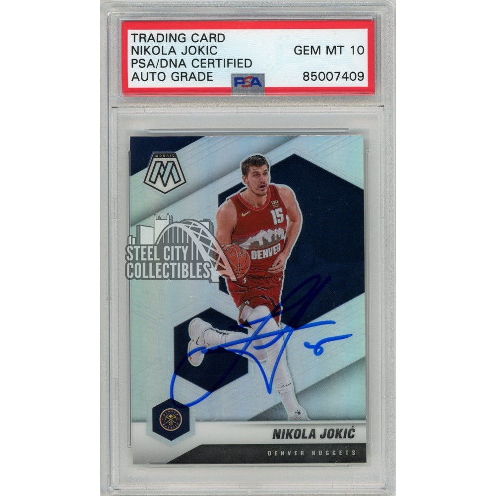 Nikola Jokic 2020-21 Panini Mosaic Silver Autograph Card #21 PSA/DNA 10 ...