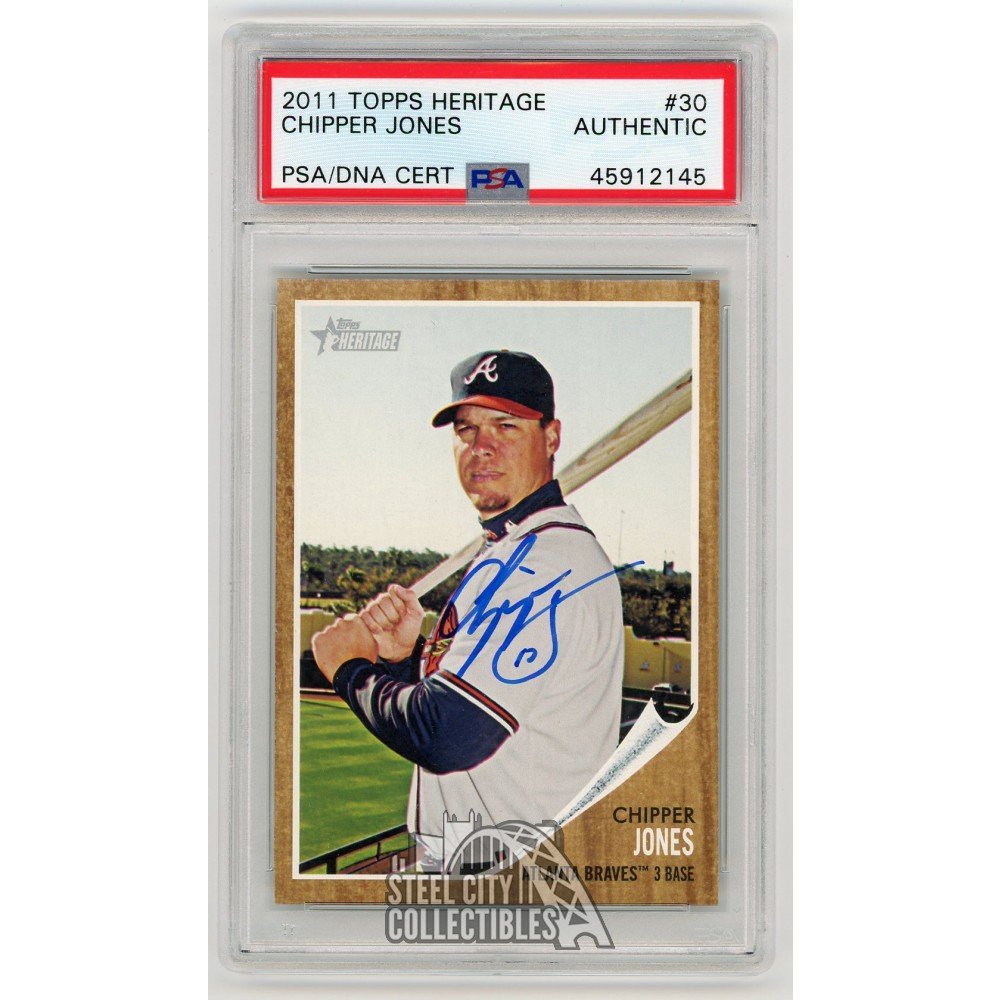 Chipper Jones 2011 Topps Heritage Autographed Card #30 - PSA/DNA ...