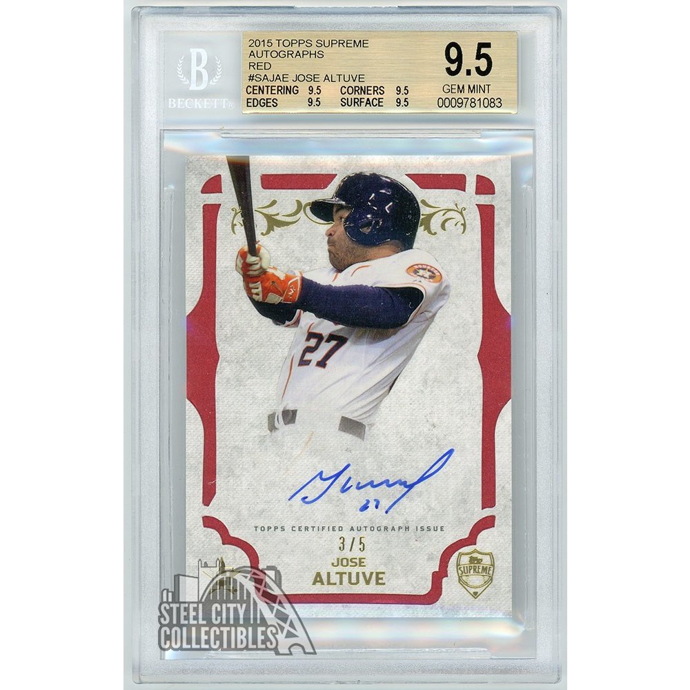 Jose Altuve 2015 Topps Supreme Autograph Red Parallel Card 3/5 BGS 9.5 ...