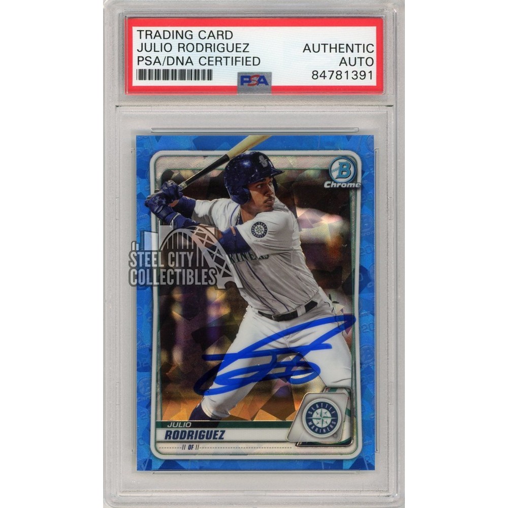 Julio Rodriguez 2020 Bowman Chrome Sapphire Autograph Card #BCP-19 PSA ...