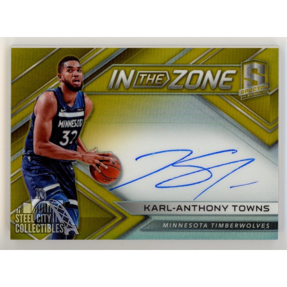 Karl-Anthony Towns 2017-18 Panini Spectra In The Zone Gold Autograph ...
