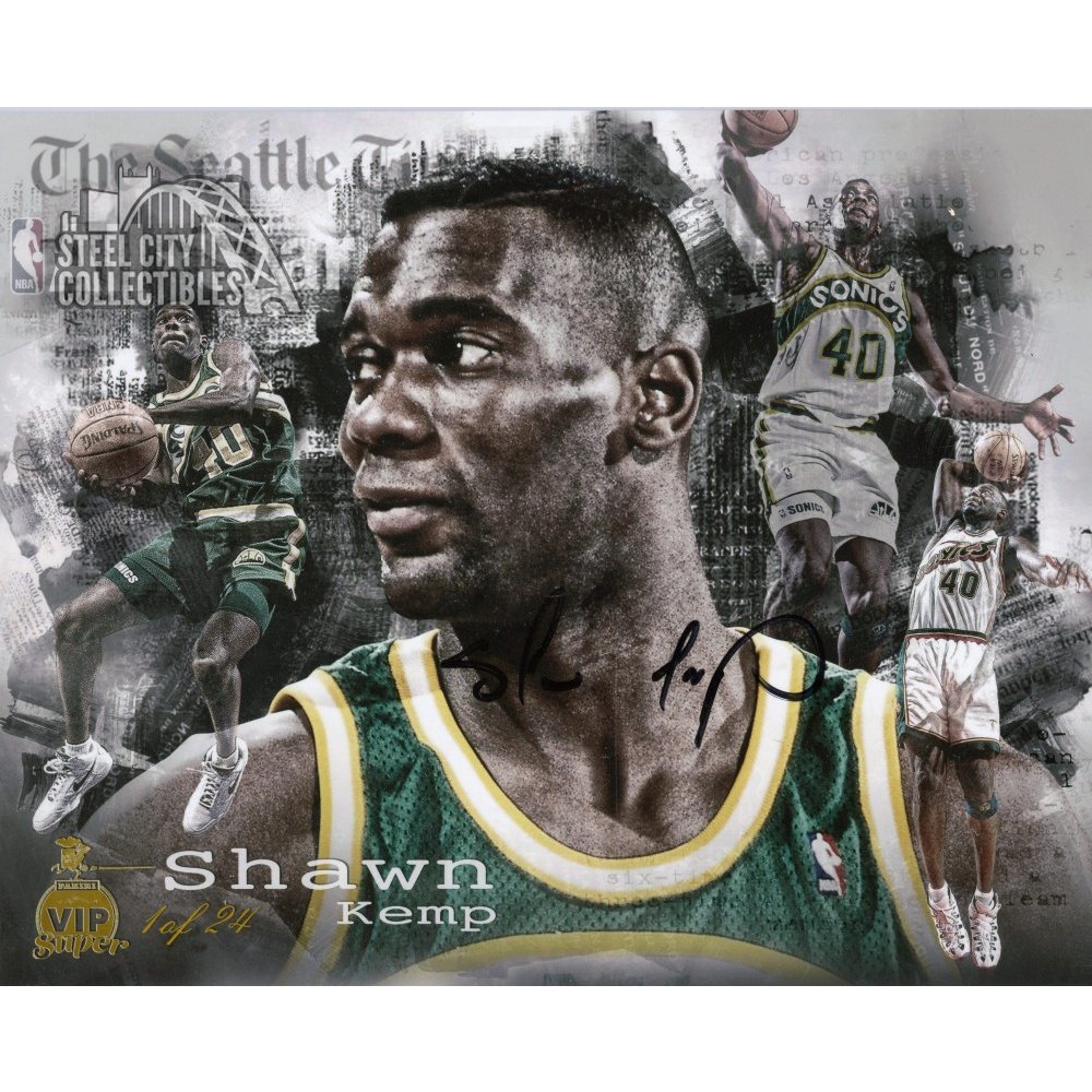 Shawn Kemp Autographed Seattle Supersonics 8x10 Photo - Panini VIP (B ...