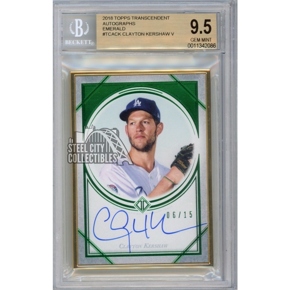 Clayton Kershaw 2018 Topps Transcendent Green Autograph Card TCA-CK 6/ ...