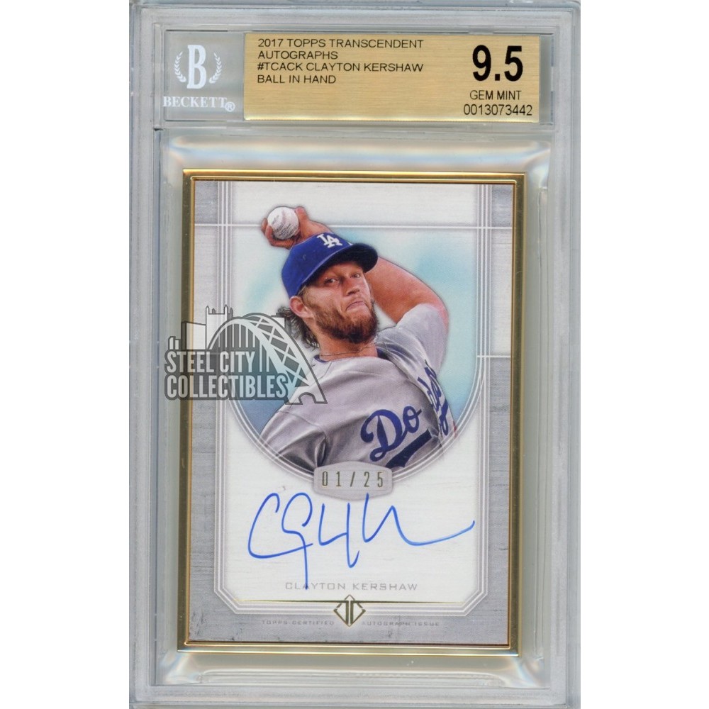 Clayton Kershaw 2017 Topps Transcendent Autograph Card #TCA-CK 1/25 BGS 9.5 Gem | Steel City ...