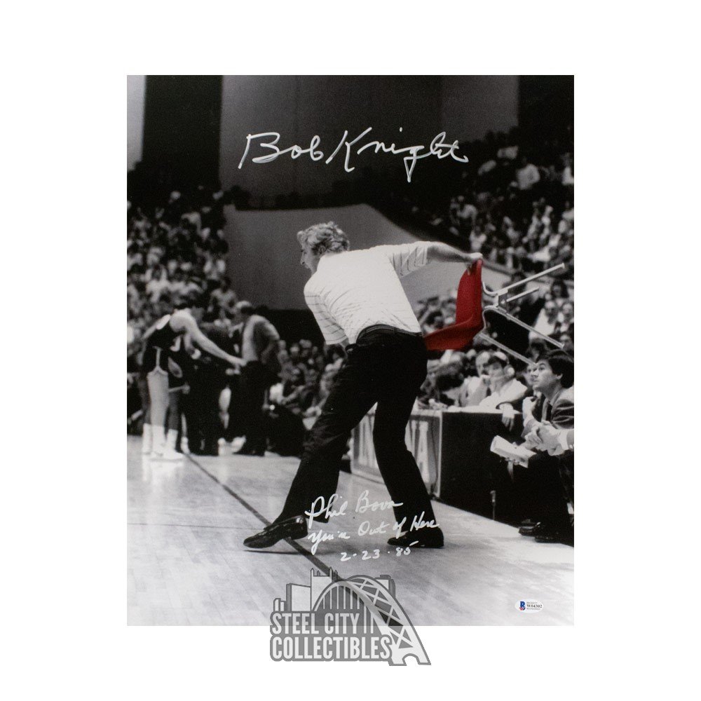 Bob Knight You're Out Of Here Autographed 16x20 Photo - BAS COA | Steel ...