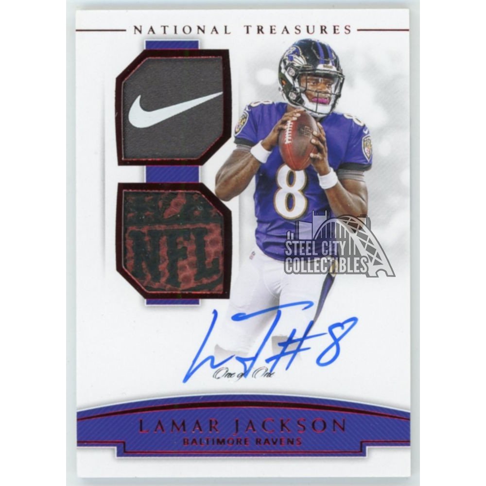 Lamar Jackson 2018 Panini National Treasures Rookie Dual Patch ...