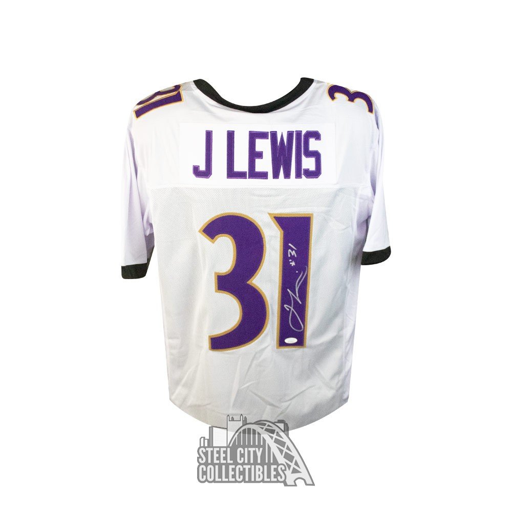 Jamal Lewis Autographed Baltimore Custom White Football Jersey - JSA ...
