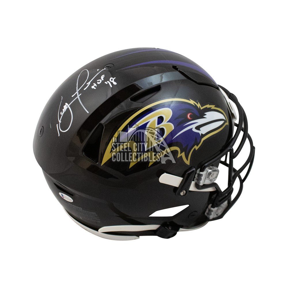 Ray Lewis HOF 18 Autographed Ravens Speed Flex Full-Size Football ...