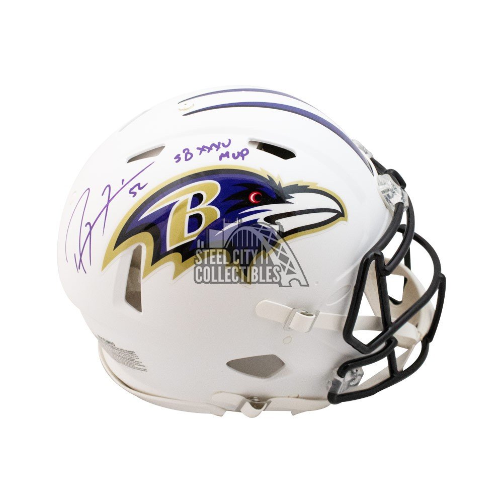 Ray Lewis SB MVP Autographed Ravens Flat White Authentic Full-Size ...
