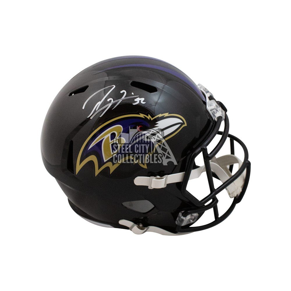 Ray Lewis Autographed Baltimore Ravens Speed Replica Full-Size Football ...