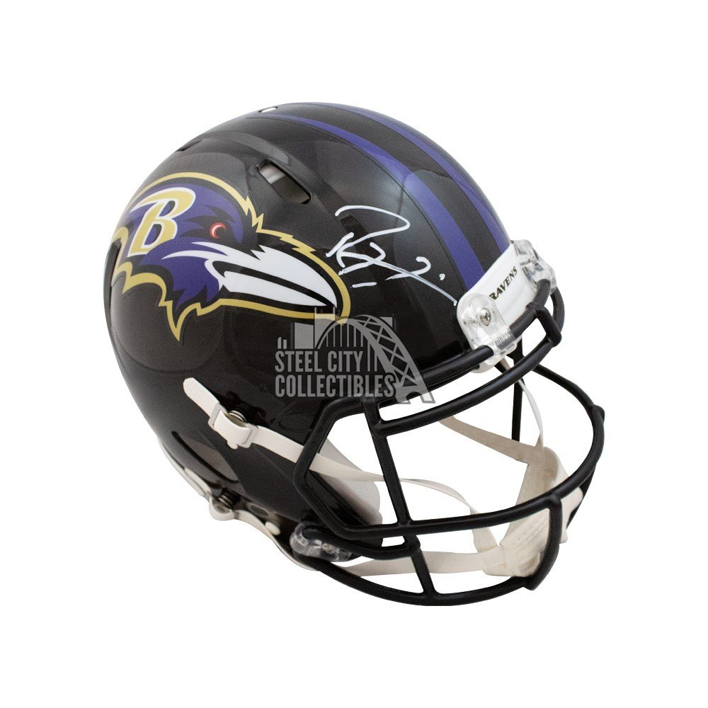 Ray Lewis Autographed Ravens Speed Authentic Full-Size Football Helmet ...